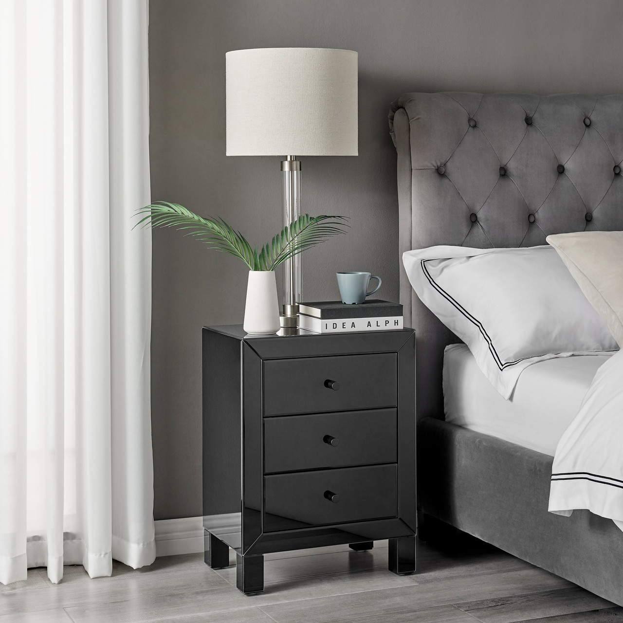 Large black bedside tables store